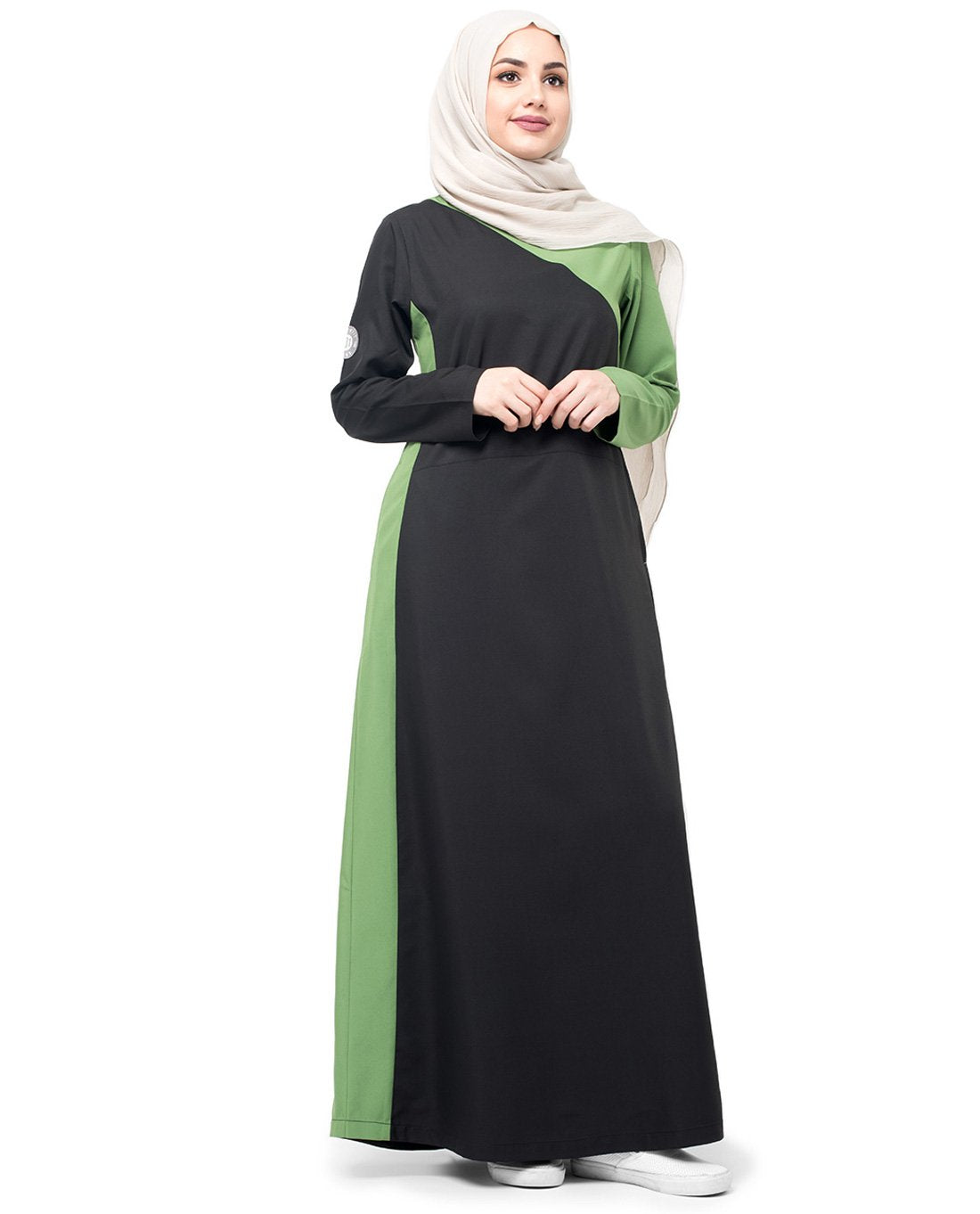 Silk Route Black & Green Colour Blocking Taslon Sporty Maxi Dress Jilb ...